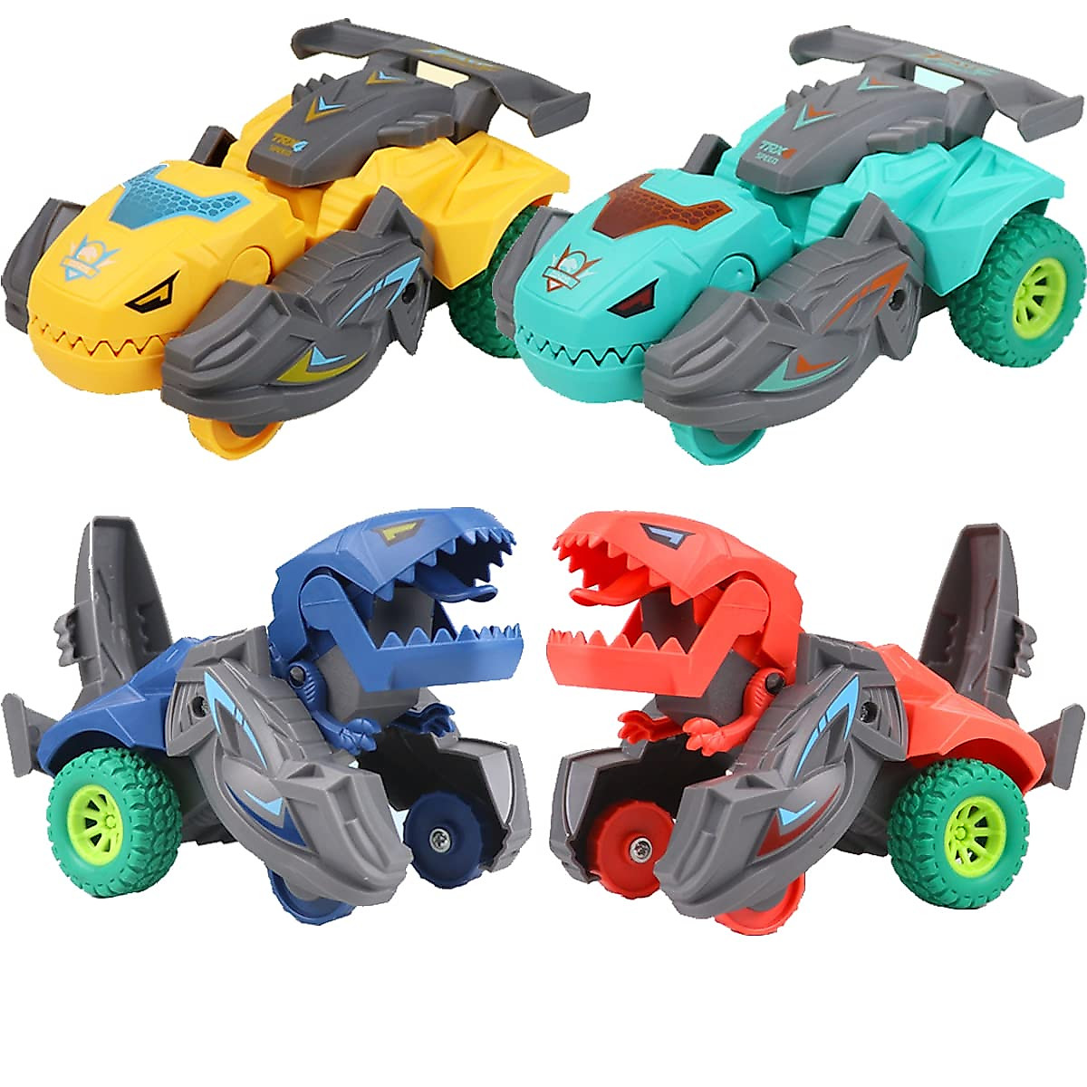 LGUIY Dinosaur Car Toys for Kids,2-Piece Transforming Dinosaur Cars Collision Transform Battle Kid Toy, Inertia Powered Car Toy Gifts for 2 3 4 5 Year Old Boy Girl
