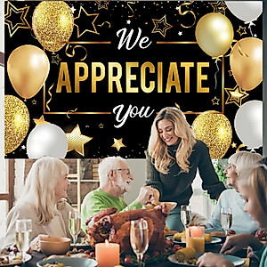 We Appreciate You Banner Backdrop, Employee Appreciation Decorations, Thank You for All You Do Banner, Veterans Teacher Doctor Nurse Staff Appreciation Party Decorations