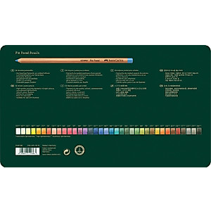 Faber-Castel Pitt Pastell Coloured Pencils in Metal Case, 36 Count (Pack of 1), Assorted