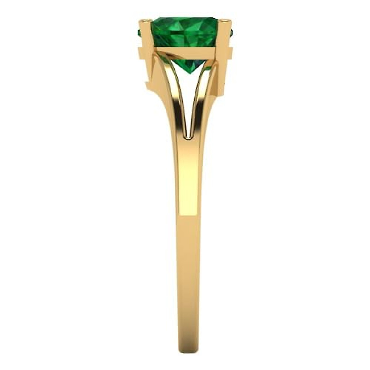 Clara Pucci 1.50 ct Heart Cut Solitaire split shank Simulated Emerald Engagement Bridal Promise Anniversary Ring 18K Yellow Gold 6.5