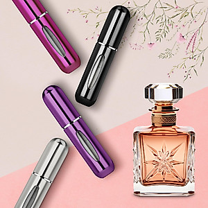 VuseOne Travel Perfume Atomizer Set - Portable Mini Refillable Spray Bottle 5ml for Perfumes and Fragrances, Scent Pump Case for Travel - Convenient for Travel, Gym, Gifts, and Everyday Use - 4 Pack