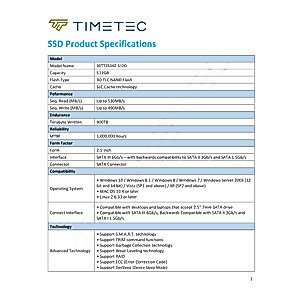 Timetec 512GBx2 (2 Pack) SSD 3D NAND SATA III 6Gb/s 2.5 Inch 7mm (0.28") Read Speed Up to 550 MB/s SLC Cache Performance Boost Internal Solid State Drive for PC Computer Desktop and Laptop