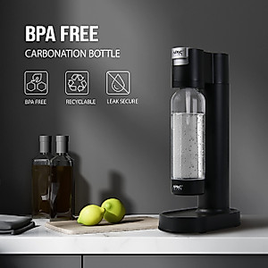 APEC Sparkle Home Soda Maker - Quickly Carbonates Water to Make Any Drink Fizz Into Bubbly Soda/Water, Premium 0.8L PET Bottle (CO2 Cylinder NOT Included)