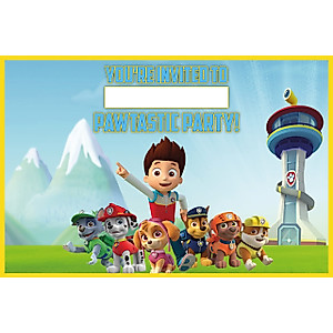 30x Paw P Birthday Invitations and Envelopes – Fill-in Happy Birthday Party Invitations for Kids, 6X4 Inches, Postcard Style