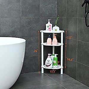 3 Tier Shower Caddy Organizer Shelf Corner, 13.5 x 10 x 26 Inches, Rustproof, Plastic Shower Rack Stands for Inside Bathroom, Bathtub, Shower pan, White(Round Slot White 3 Tier)