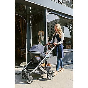UPPAbaby Cruz V2 Stroller - Gregory (Blue Marl/Silver/Saddle Leather) + Mesa Infant Car Seat - Jake (Black)