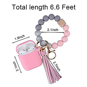Enbiawit Silicone Airpods Case Cover,Compatible with AirPods 1/2 Case,Silicone Protective Case with Bracelet Keychain(Pink)