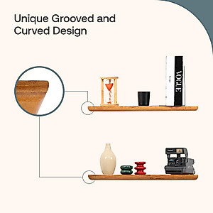 Floating Shelves for Wall - Solid Pine Wood Wall Shelf - Bathroom Shelves - Wall Shelves for Bedroom Living Room - Floating Shelf for Wall Mounted Shelves -24x6.7x1.2 inch- Set of 2 (Walnut Color)