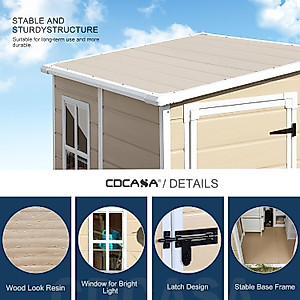 CDCASA 5x4 FT Resin Storage Shed, Waterproof Sheds & Outdoor Storage with Floor & Window & Lockable Door, Tool Shed for Garden, Patio, Backyard