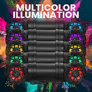 BOSS Audio Systems ATV65BRGB ATV UTV Weatherproof Sound System - 6.5 Inch Speakers, 1 Inch Tweeters, Full Range Audio, Built-in Amplifier, Bluetooth, Multi-Color Illumination, Hook Up To Stereo