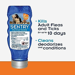 SENTRY Flea and Tick Shampoo for Dogs, Rid Your Dog of Fleas, and Ticks Tropical Breeze, 18 Fl Oz (Pack of 1)