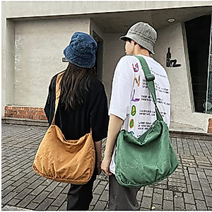 TUPIRIYN Women's Canvas Crossbody Bag Casual Shoulder Bag Solid Color Hobo Bag Large Shopping Bag Messenger Bag Unisex (Black)