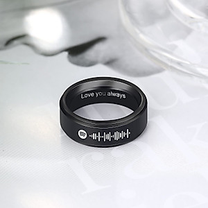 LoraPetid Scannable Custom Spotify Code Music Promise Rings Personalized Wedding Band Rings for Men Women Dad Mom BBF Engraved Song Name Rings Stainless Steel Ring Jewelry Gift (9)