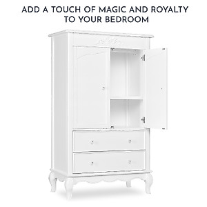 Evolur Aurora Armoire In Frost, Comes Fully assembled, Built Of Kiln-Dried Hardwood, Two Large Shelves, Spacious Storage