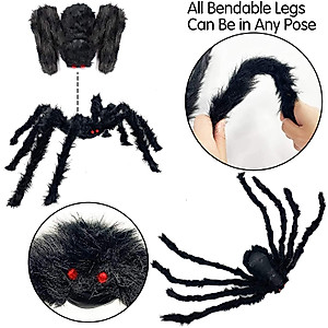 10 Pack Halloween Spider Decorations with 8 Giant Spider Halloween Spiders 400 sqft Stretch Cobwebs Spider Web 20 Small Plastic Spiders for Indoor Outdoor Halloween Decorations Yard Home Parties Décor