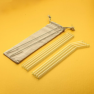 Simplifi It Assorted Clear Glass Straw Set with Nylon Cleaning Brushes (11 PC.) - SI-SGL10-11C