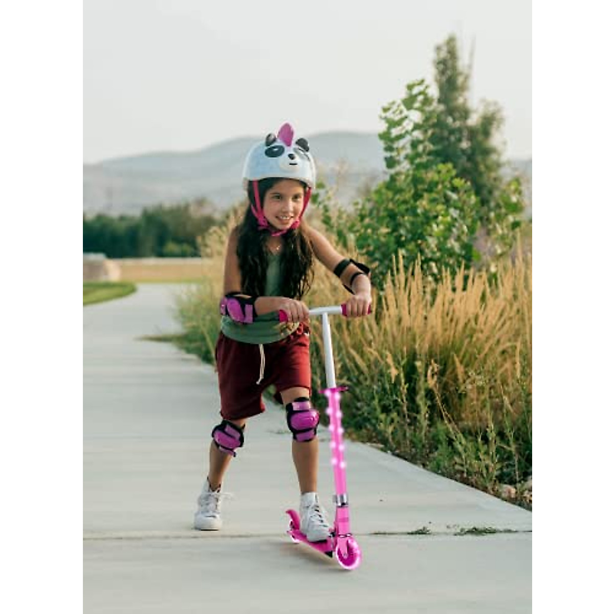 Voyager 2 Wheel Kick Scooter with Light Up Wheels and T-bar – Foldable, Non-Slip Deck, Comfortable & Smooth Ride
