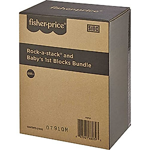 Fisher-Price Infant Gift Set with Baby’s First Blocks (10 Shapes) and Rock-a-Stack Ring Stacking Toy for Ages 6+ Months (Amazon Exclusive)