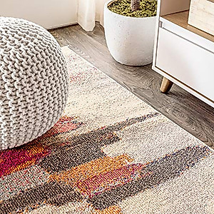 JONATHAN Y Contemporary POP Modern Abstract Brushstroke Cream/Pink 3 ft. x 5 ft. Area-Rug, Bohemian, Easy-Cleaning, for Bedroom, Kitchen, Living Room, Non Shedding (CTP101A-3)