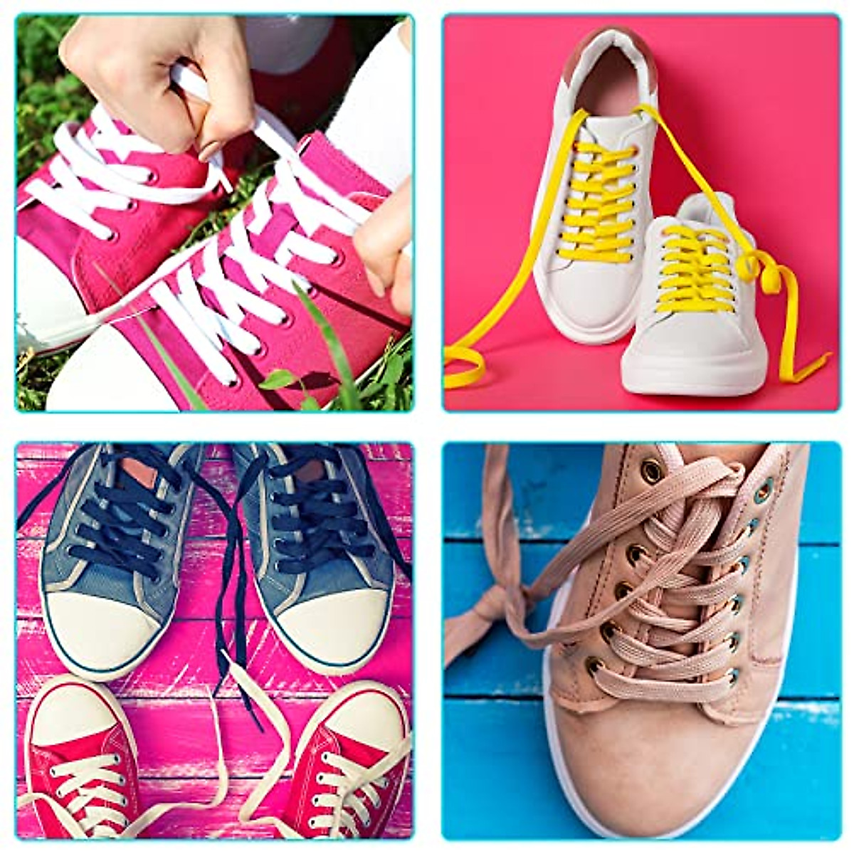 FEQO 30 Pairs Colored Shoe Laces 47 Inch Shoestrings Flat Shoelaces Colorful Shoe Laces for Sneakers Boots Skate Shoes Sport Shoes