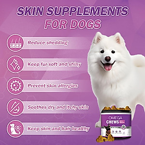 Omega 3 Fish Oil for Dogs Dog Skin and Coat Supplement Omega 3 for Dogs Shiny Coats Dog Skin Allergy Relief for Dogs Itching Reduce Shedding EPA & DHA Fatty Acids Salmon Oil Supplement 200 Ct