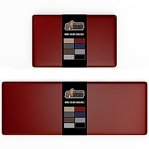 GORILLA GRIP Set of 2 Soft Anti Fatigue Mats for Kitchen Floor, 17x29 + 17x59, Stain and Scratch Resistant, Soft Ergonomic Standing Office Desk Mat, Supportive Memory Foam Rug, 1/2 Inch Thick, Red