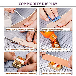 BUTUZE Leather Edge Paint, Leather Edge Coat Tool with 2 Brass Rollers, Leather Edge Paint Roller, Leather Dye Applicator, Essential Leather Edge Printing Tool for Leather Craft DIY