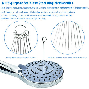 Shower Head Cleaner, Shower Head Cleaning Brushes Shower Nozzle Clog Removal Picks Shower Cleaner Brushes Tiny Cleaning Brush for Small Hole Slit Gap Nozzle Car Washer 3D Printer Tubes