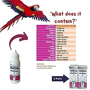 VHD MyBird Nova Mineral for Cage Birds - for Budgerigars, Domestic Canary, Parrots, Goldfinches and Pigeons, Big and Little Cage Birds, Vitamin Supplement for Birds, 2 Pack – (60 ml) 2 Fl Oz