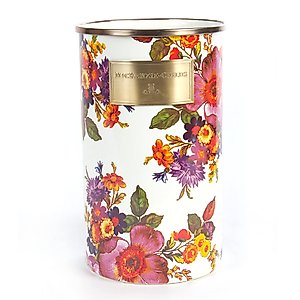 MACKENZIE-CHILDS Flower Market Enamel Utensil Holder, Cute Holder for Utensils, White