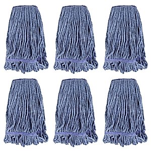 Commercial Heavy Duty Mop Heads Replacement for Rubbermaid: 6 Packs Industrial Wet Mop Head for Floor Cleaning - Cotton Commercial Products Wet Mop Refills