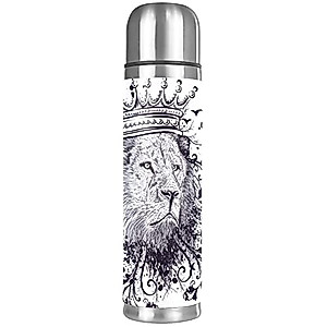 Lion King Stainless Steel Water Bottle, Leak-Proof Travel Thermos Mug, Double Walled Vacuum Insulated Flask 17 OZ