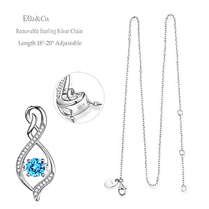 ELDA & CO. Birthday Gifts for Wife March Birthstone Blue Aquamarine Necklace Mom Women Forever Love Infinity Sterling Silver Jewelry