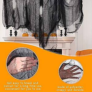 79 x 315 Inch Halloween Creepy Cloth Spooky Cheesecloth Gauze Hanging Cheesecloth for Halloween Scary Party Supplies Haunted House Doorway Stairway Window Table Wall Decorations (Black)