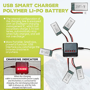 sea jump 5PCS 3.7V 380mAh Battery+Charger for X4 H107,H107C,H107L, X11 X11C,HS170 HS170C F180C HS170G TOZO Q2020 E016H E016F FX801 V911S A120 XK A150 V966