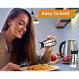 Salt and Pepper Shakers Set,4 oz Glass Bottom Salt Pepper Shaker with Stainless Steel Lid for Kitchen Cooking Table, RV, Camp,BBQ Refillable Design (Sliver)