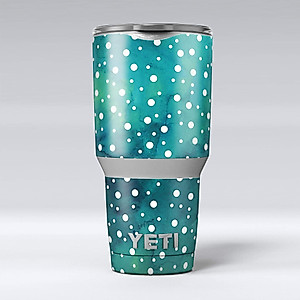 Design Skinz Green and White Watercolor Polka Dots - Skin Decal Vinyl Wrap Kit Compatible with The Yeti Rambler Cooler Tumbler Cups