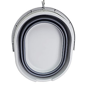 SAMMART 11L (2.9 Gallon) Collapsible Basket with Handle - Portable Outdoor Picnic Basket/Crater - Foldable Shopping Bag - Space Saving Storage Container (Grey/Dark Grey)