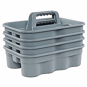 Begale 4-Pack Commercial Products Deluxe Carry Caddy for Cleaning Products, 2 Compartment Plastic Cleaning Basket