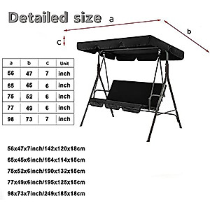 BTURYT Waterproof Patio Swing Canopy Cover Set, Swing Canopy Replacement, Windproof Waterproof Anti-UV Top Cover for Patio Swing 2-3 Seat Chair Sunshade(top Cover + Chair Cover)