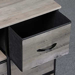 Dresser TV Stand, Grey Entertainment Center with Storage Fabric Drawers for 55" TV, Chest of Drawer Unit for Bedroom, Living Room, Hallway, Entryway, Closet