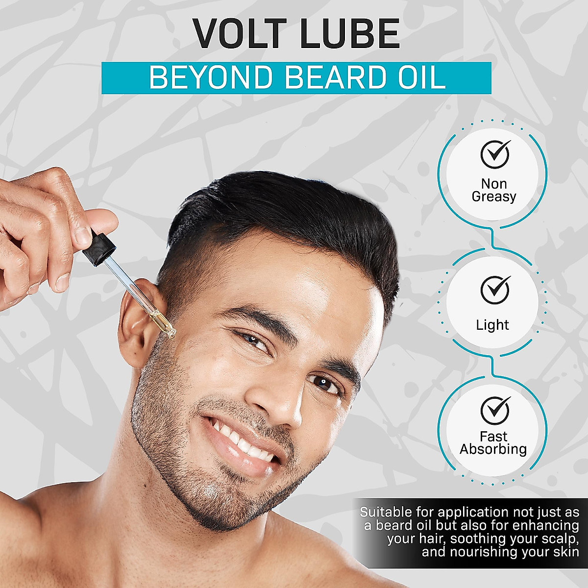 VOLT Lube Mens Beard Oil & Hair Softener with Jojoba & Argan Oil, 1 Fl Oz (30 ml) Bottle Unscented