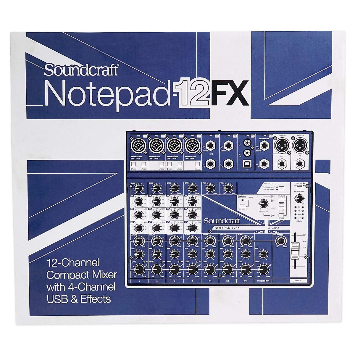 Soundcraft Notepad-12FX 12-Channel Mixer w/ 4x4 USB Interface with Lexicon Effects Bundle with Samson SR850 Professional Semi-open Studio Reference Monitoring Headphones