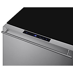 Summit Appliance FF1DSS 21.5" Wide Built-In Drawer Refrigerator, Black Cabinet, Stainless Steel Door, No Frost, 115V