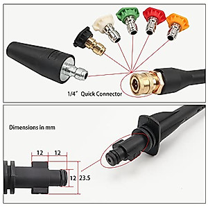 Pressure Washer Replacement Spray Wand with Turbo Nozzle and 5 Spray Tips and Belt Clip Nozzle Holder, Compatible with Husky Greenworks Ryobi Homelite Portland Electric Pressure Washers