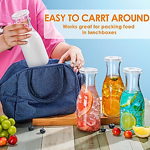 wookgreat Small Glass Carafes, Set of 8 Mini Beverage Pitcher with Lids and Straws, 17oz Clear Jugs, Juice Containers,Water Decanter, Juice Pitcher, Ideal for Mimosa Bar, Water, Wine, Milk, Juice