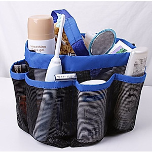 Wowlife 8-Pocket Shower Caddy Quick Dry - Perfect For College & Dorm - Large Pockets To Carry Your Bathroom Accessories & Mirror - Non Stainless Steel Full Mesh Material