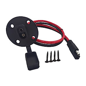 Electop SAE Connector Power Socket Sidewall Port,10AWG Weatherproof SAE Quick Connect Solar Plug Outlet Flush Mount SAE Plug Adapter Cable,with 4 Screws for Solar Generator Battery Charger(50cm)