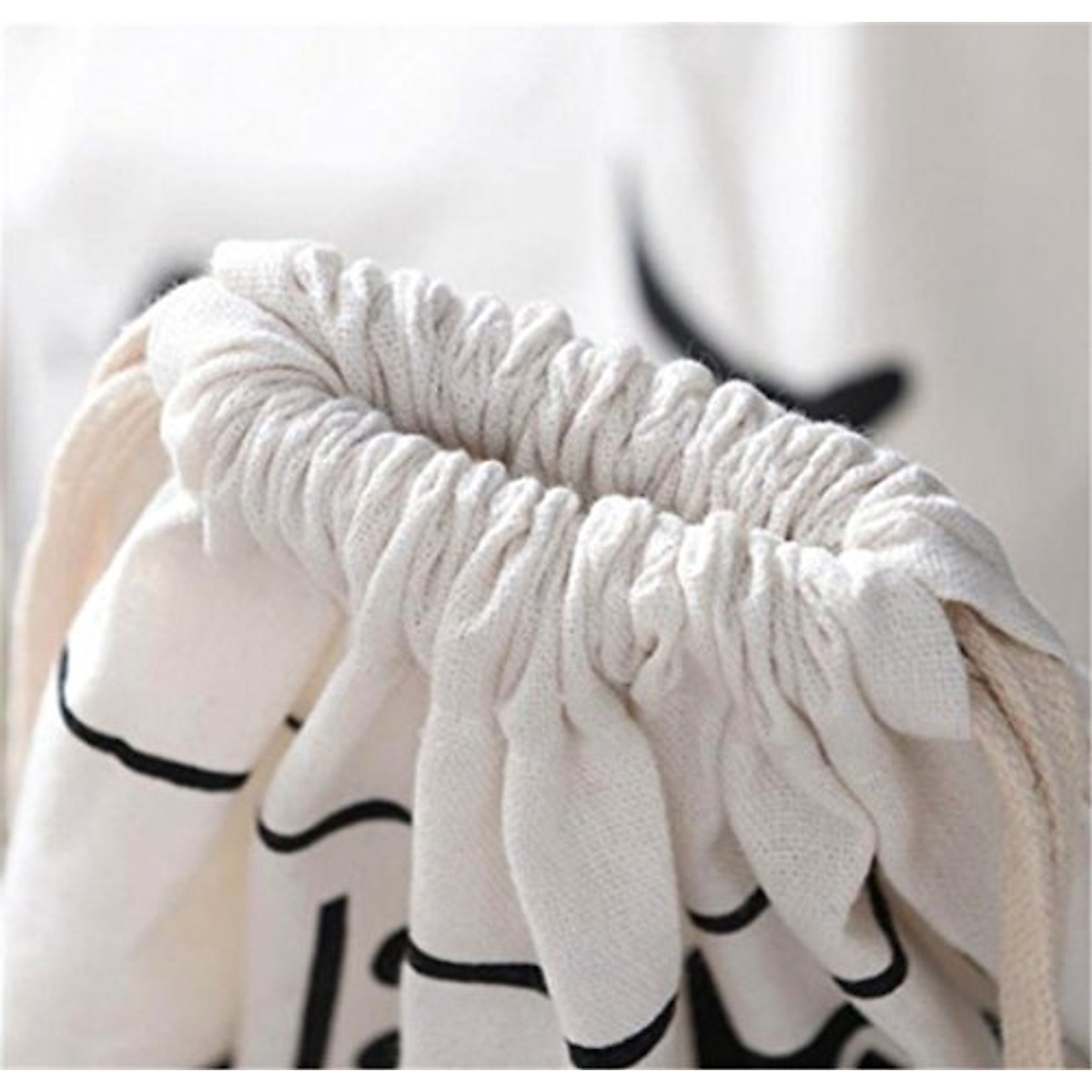 Mvchifay Laundry Bag Large Drawstring Canvas Toy Clothes Wash Storage Collapsible Reusable Baby Gift Holder for Travel College Bathroom (Stripes Pattern)