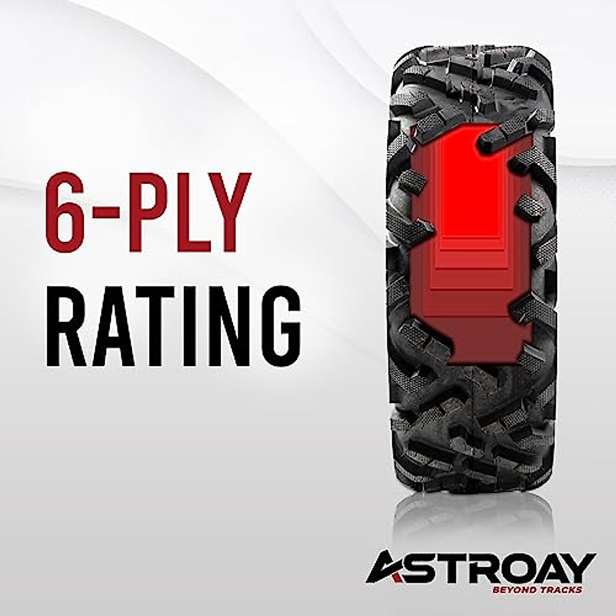 Astroay Atlas 26x10x14 UTV Tires, All-Terrain Tire 6-Ply Bias Construction Non-Directional Tread Pattern For Durability, Grip, and Traction Off-Roading